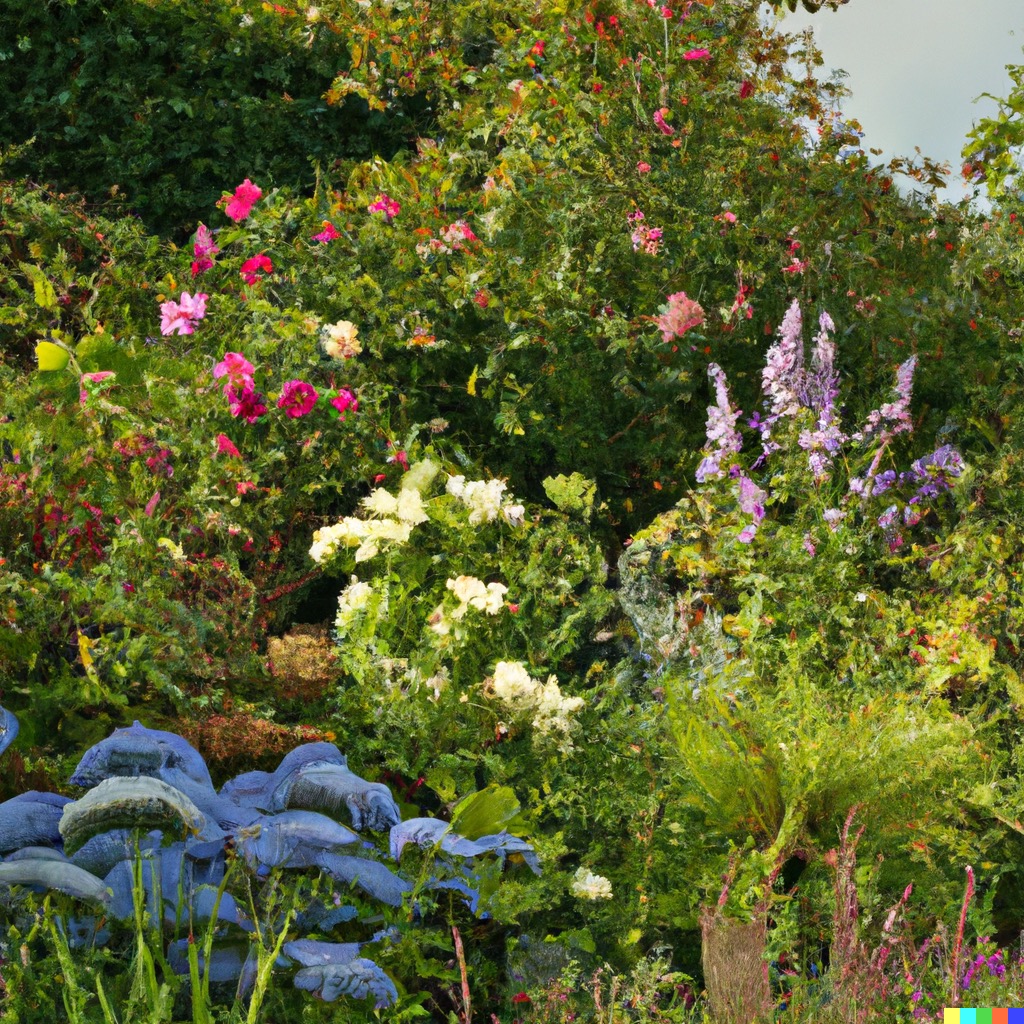 Garden Bank planting ideas with AI images - GardenAdvice.co.uk