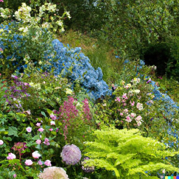 Garden Bank planting ideas with AI images - GardenAdvice.co.uk