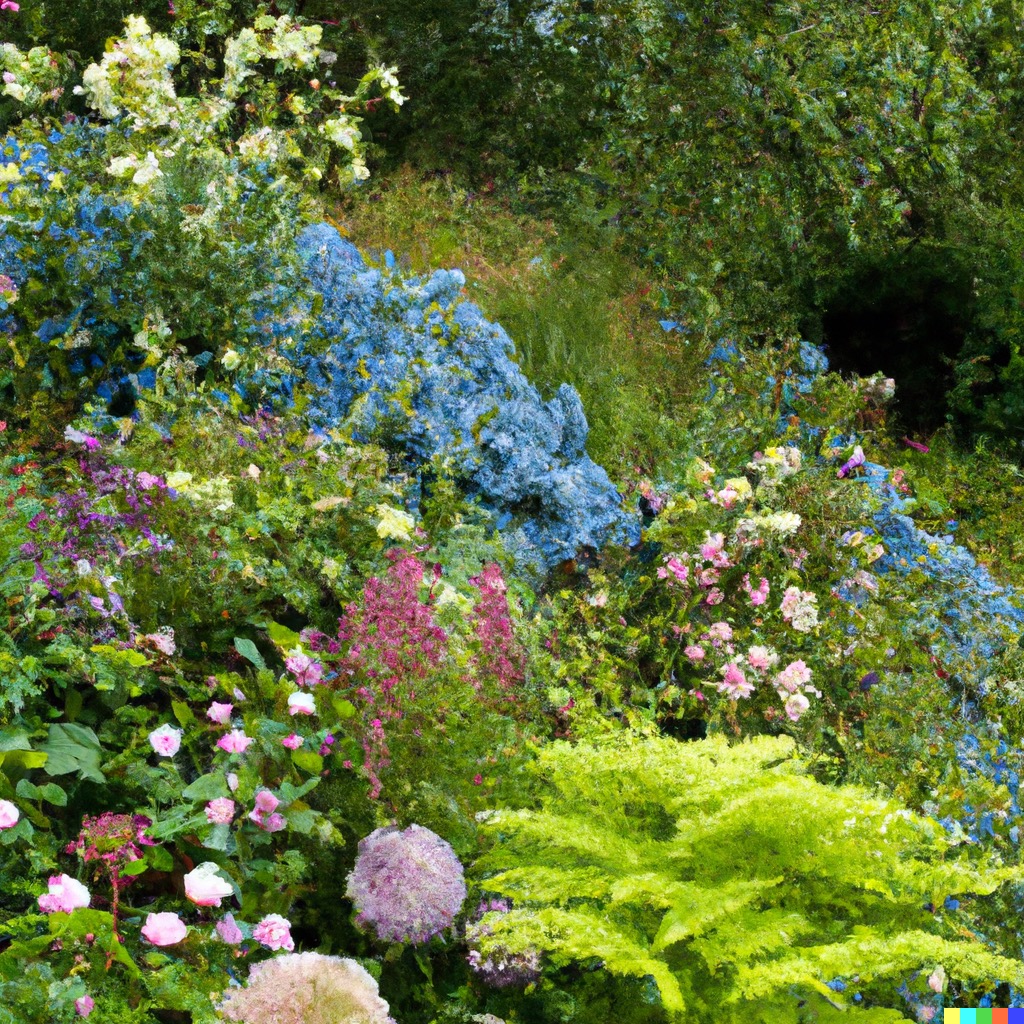 Garden Bank planting ideas with AI images - GardenAdvice.co.uk